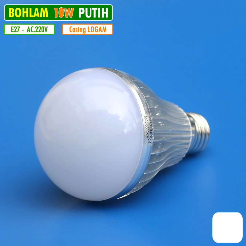 Jual Lampu Bohlam Led 10W Putih Casing Alumunium Logam Sirip E27 AC ...