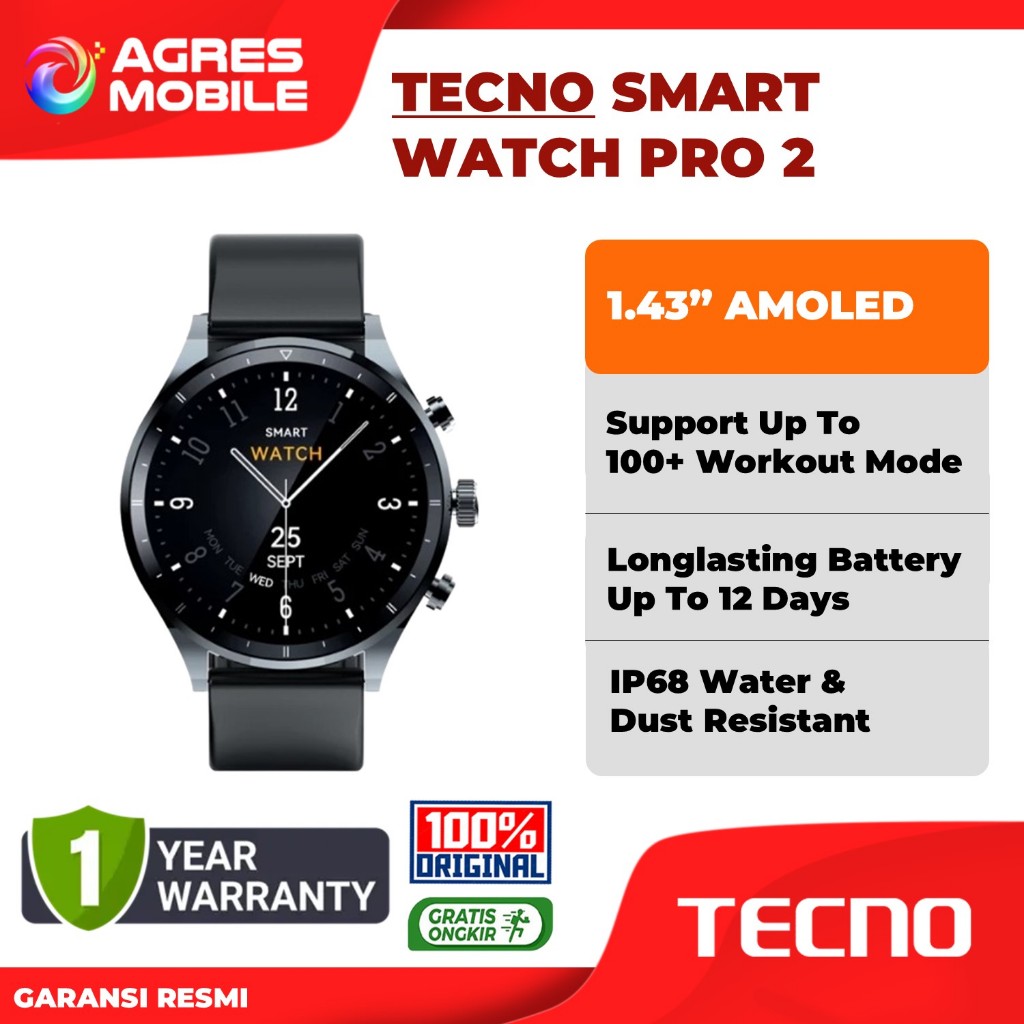 Jual TECNO Watch Pro 2 – Smartwatch AMOLED, Panggilan Bluetooth ...