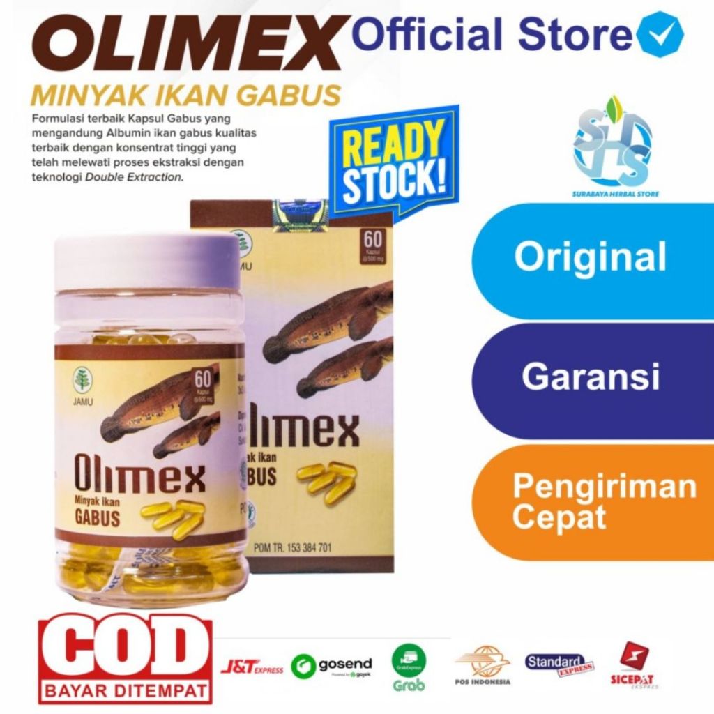 Jual Kapsul Olimex Minyak Ikan gabus original herbal membantu pengering Luka 60 kapsul | Shopee ...