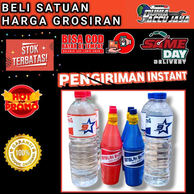 Jual air aki kemasan 500ml merah dan biru untuk memperpanjang umur aki ...