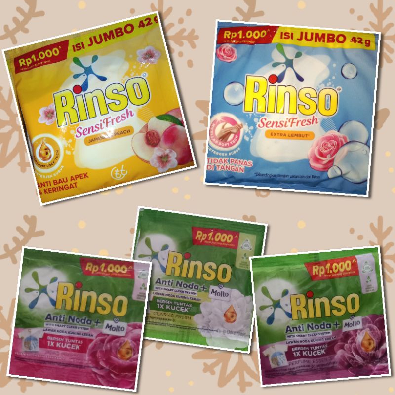 Jual MIX 36 SACHET RINSO BUBUK 1000 BISA PILIH 2 MACAM VARIAN (DETERGEN ...