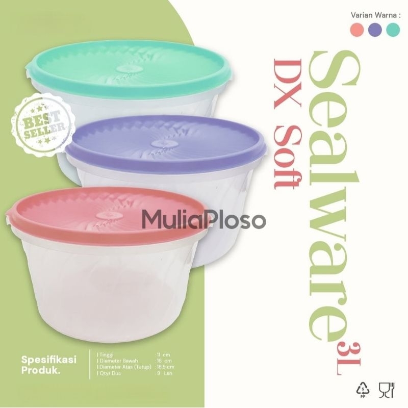 Jual Toples Kerupuk 3Liter INTERPLAST Sealware Bulat 3Liter Warna Soft | Shopee Indonesia