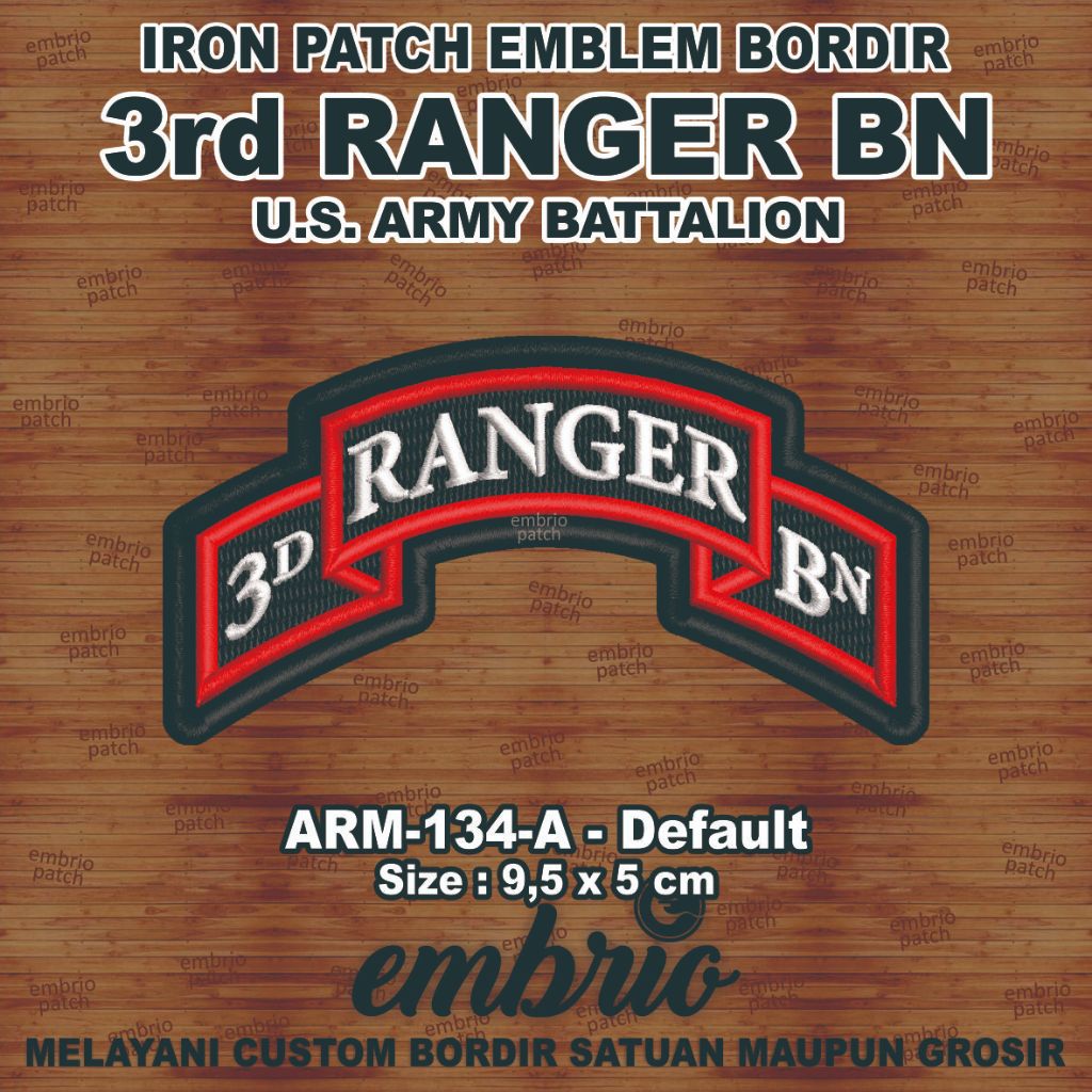 Jual ARM-134-A Patch 3rd RANGER BATTALION BN US Army Shoulder Sleeve ...