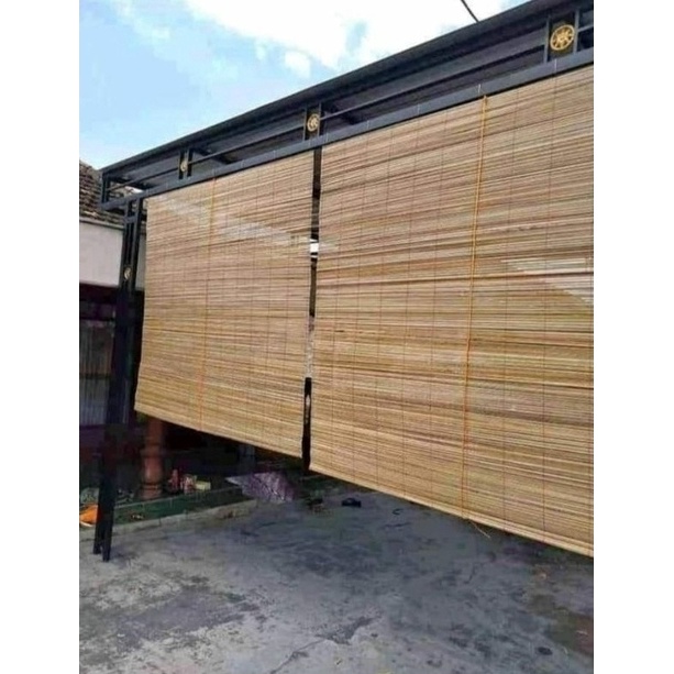 Jual Ready Tirai Bambu krey gulung outdoor ukuran 2x2m plus taliring set semua ukuran lLEBAR ...