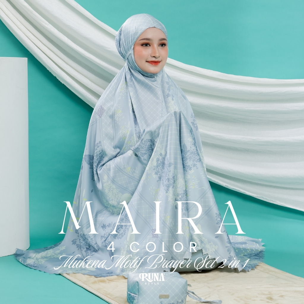 Jual Runa Style - Maira Mukena Motif 2 in 1 Prayer Set Traveling Pouch ...