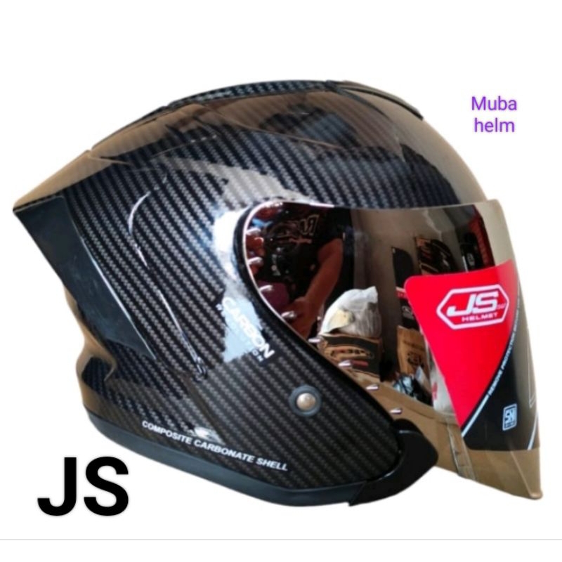 Jual HELM JS ARMOR MOTIF CARBON ORIGINAL / HELM HALF FACE PRIA DAN ...
