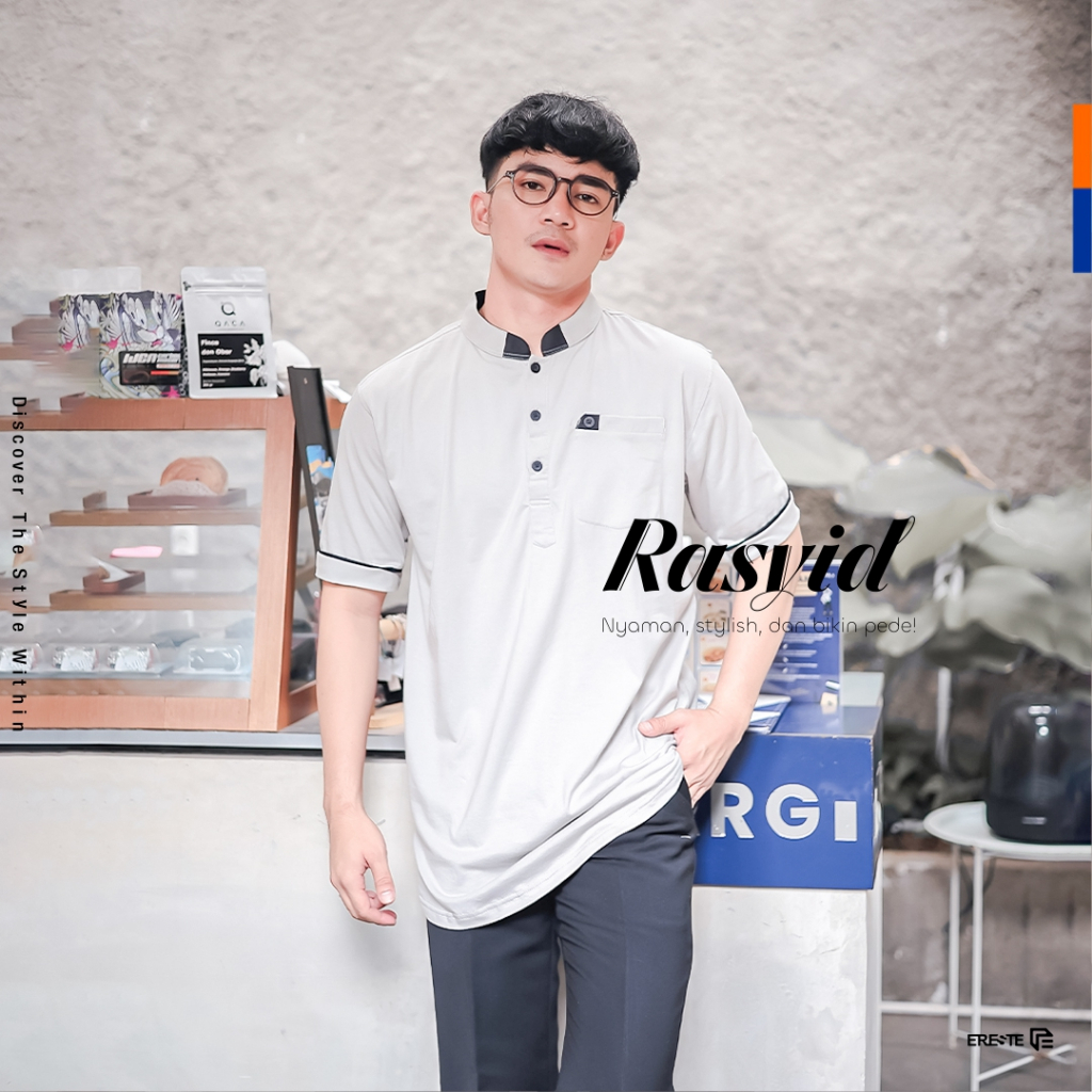 Jual Ereste X Firsthand Baju Koko Pria Rasyid Grey | Shopee Indonesia