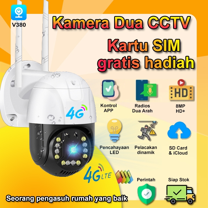 Jual V380 Pro CCTV V380 PRO 4G Free SIM Card 8MP Waterproof Outdoor PTZ ...