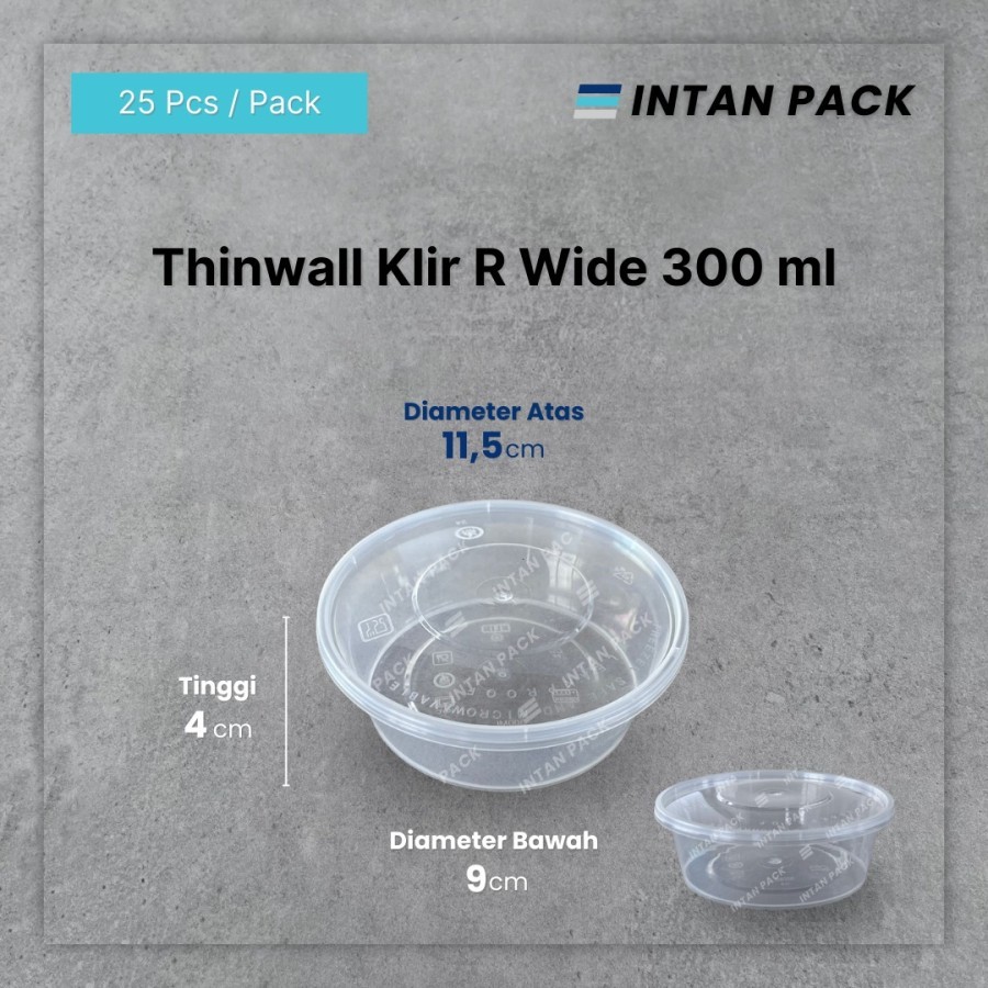 Jual Thinwall MANGKOK DATAR 300 ml ROUND WIDE KLIR ( 25 PCS ) | Shopee ...