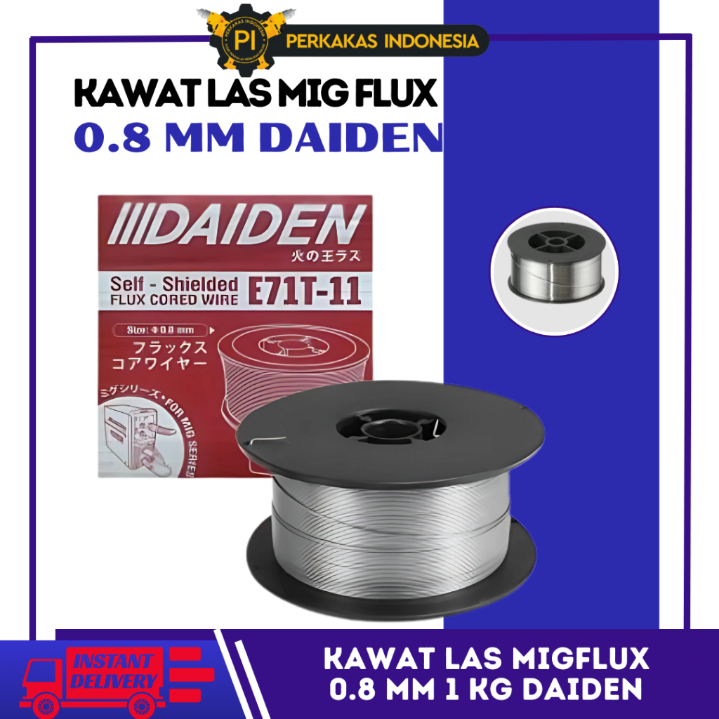 Jual Kawat Las MIG Flux Core Diameter 0.8mm 1Kg DAIDEN Ori Flux Cored Wire 08mm Non Gas 1 Roll ...
