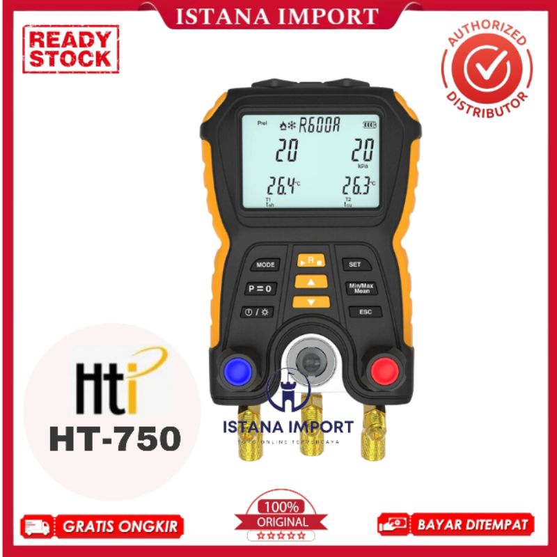 Jual HTI HT-750 Digital Manifold Gauge Refrigerant Pressure Gauges ...