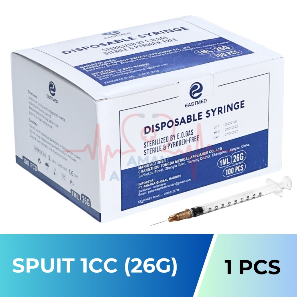 Jual PER PCS - 1 CC Disposable Syringe Eastmed 1ml Spuit 1cc Spoit ...
