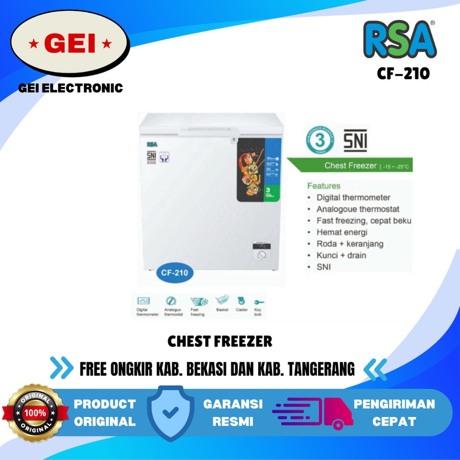 Jual RSA CF 210 Freezer box CF-210 / CF210 200 Liter | Shopee Indonesia