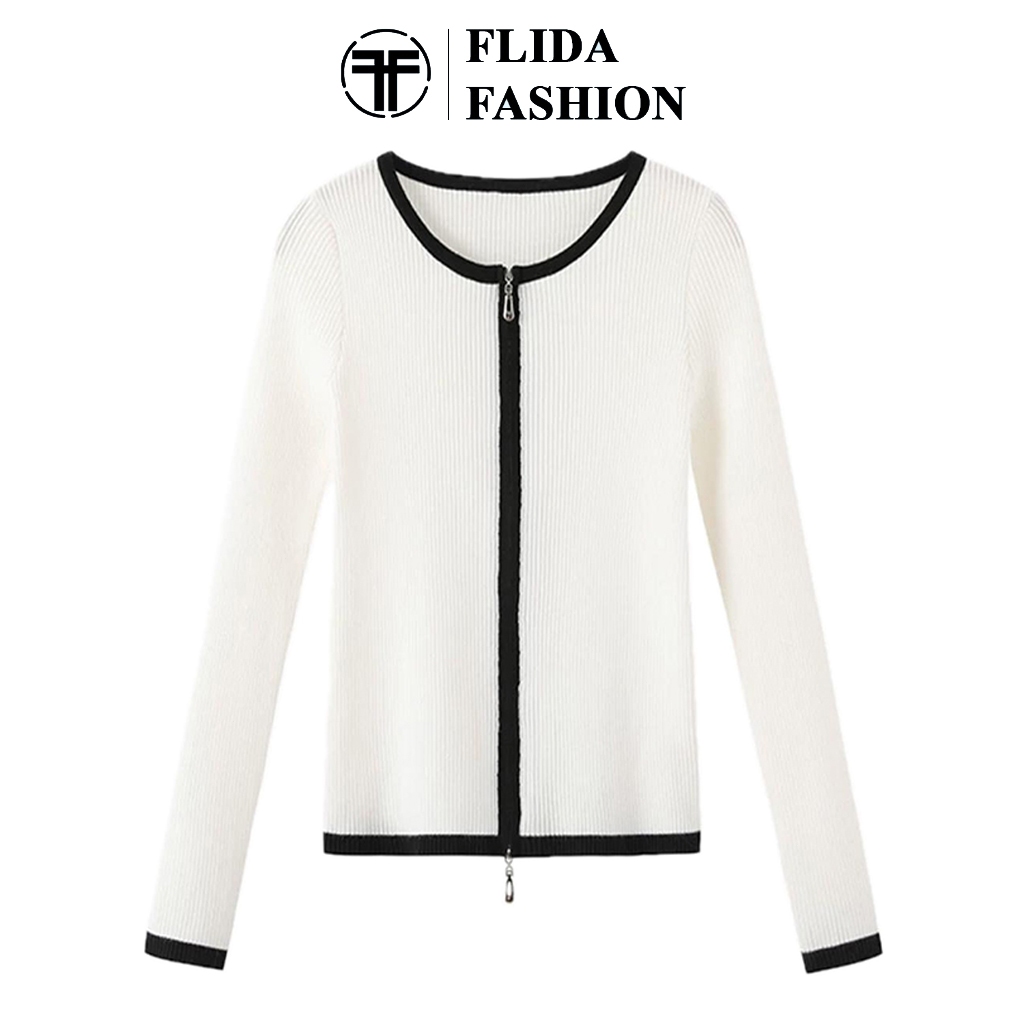 Jual FLIDA FASHION Atasan Rajut Wanita A Duo Resleting Lengan Panjang ...