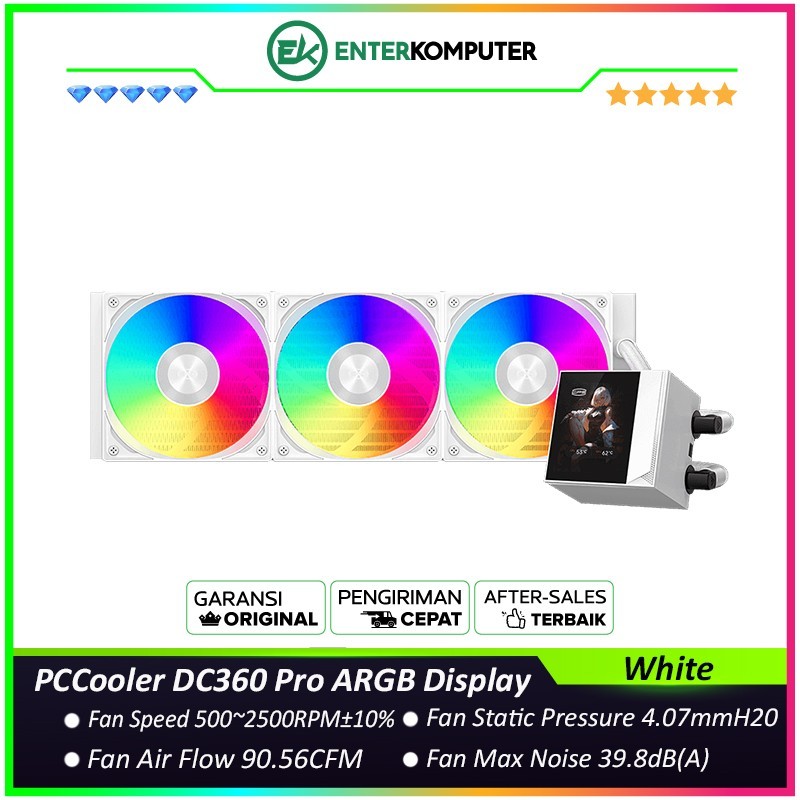 Jual PCCooler DC360 Pro ARGB Display White 2.4" IPS Screen Liquid Cooler | Shopee Indonesia