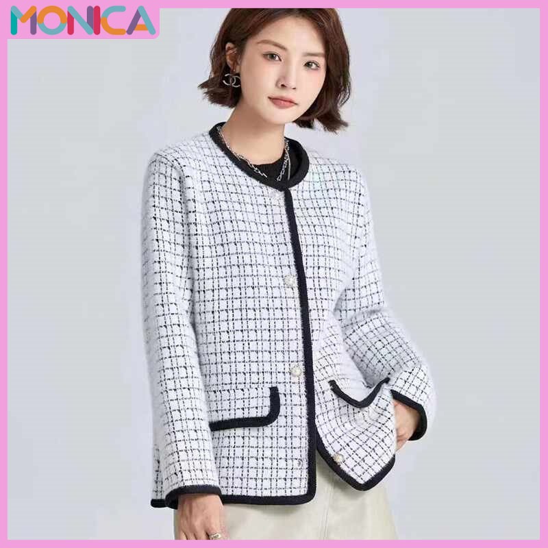 Jual Monica Sophia Knit Cardigan Furry Blazer Fancy Looks Pattern Rajut ...