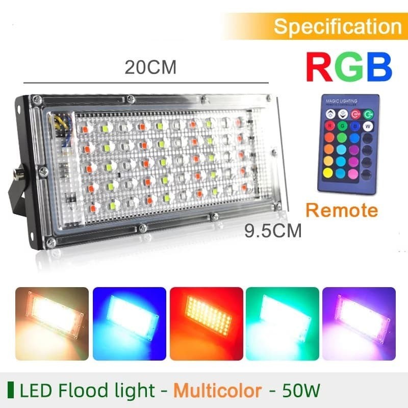 Jual LAMPU SOROT TEMBAK LED SLIM 50 WATT 50W SLIM RGB | Shopee Indonesia