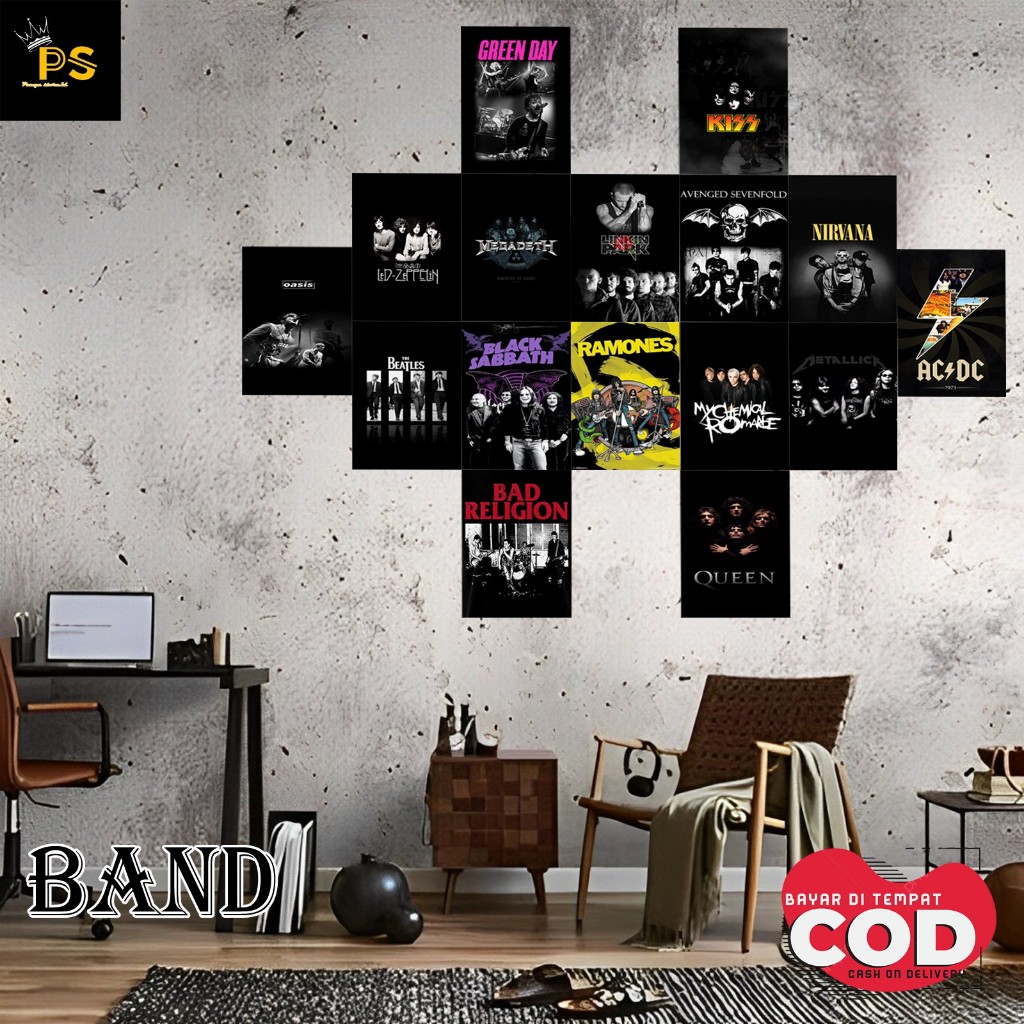 Jual Poster Dinding Kamar Band 16 pcs ukuran A6,A5 Kertas Art Cartoon ...