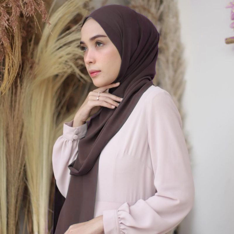 Jual MAHOGANI / DARK CHOCO Pashmina Ceruty Babydoll Premium ( Hijab Pashmina Warna Dark Choco ...