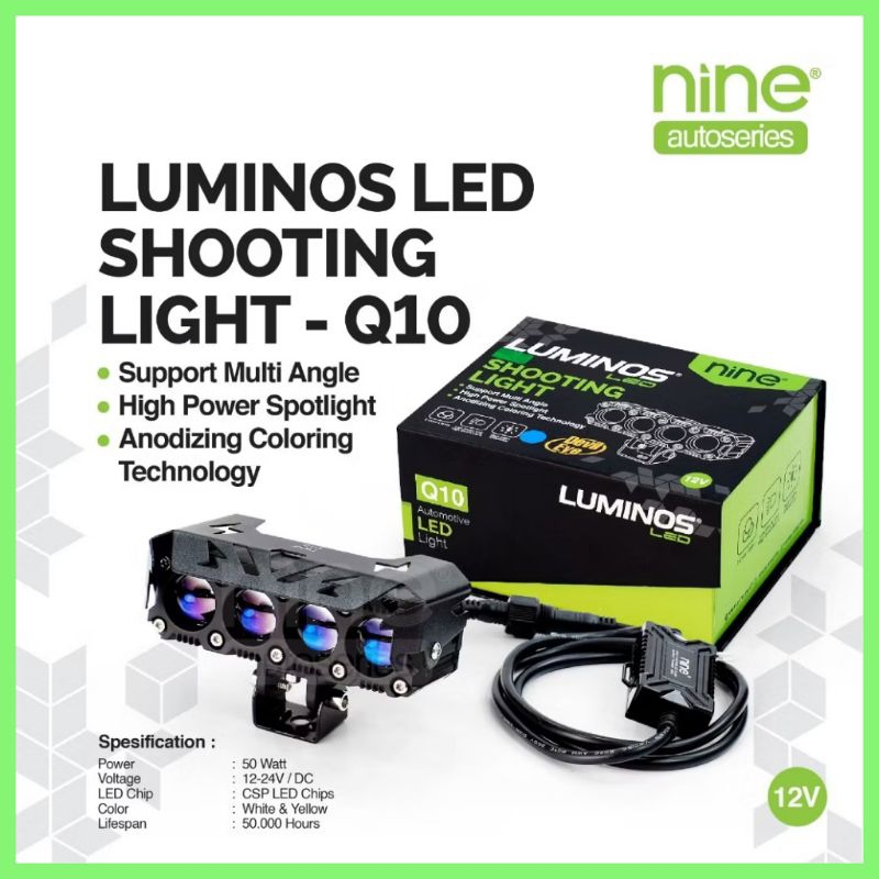 Jual LAMPU TEMBAK MINI LASER MOBIL MOTOR ORIGINAL LUMINOS Q10 4 MATA 50 ...