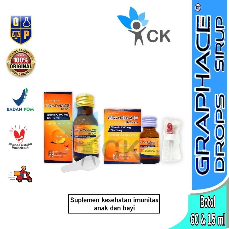 Jual GRAPHACE SYRUP BOTOL 60 ML- suplemen vitamin c dan zinc | Shopee ...
