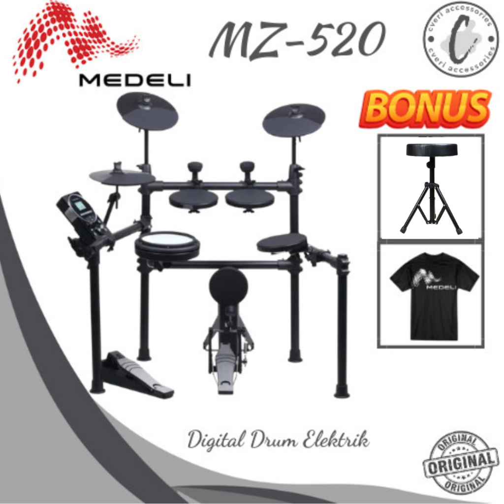 Jual Medeli MZ520 MZ-520 Digital Drum Elektrik Set Original Drum Electric | Shopee Indonesia