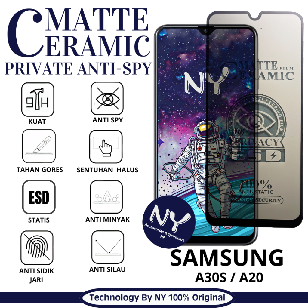 Jual NY ANTI GORES FULL SCREEN SAMSUNG A30S / A20 PRIVACY MATTE CERAMIC STATIC ESD GLASS ...