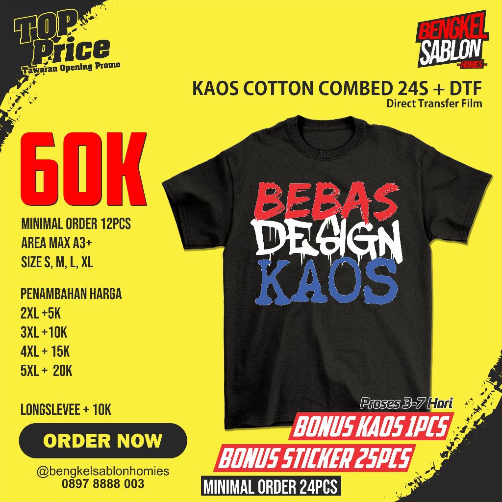 Jual Kaos Custom Katun Combed 24s Ukuran Size Luar Desain Suka-Suka Satuan Sablon DTF PREMIUM ...