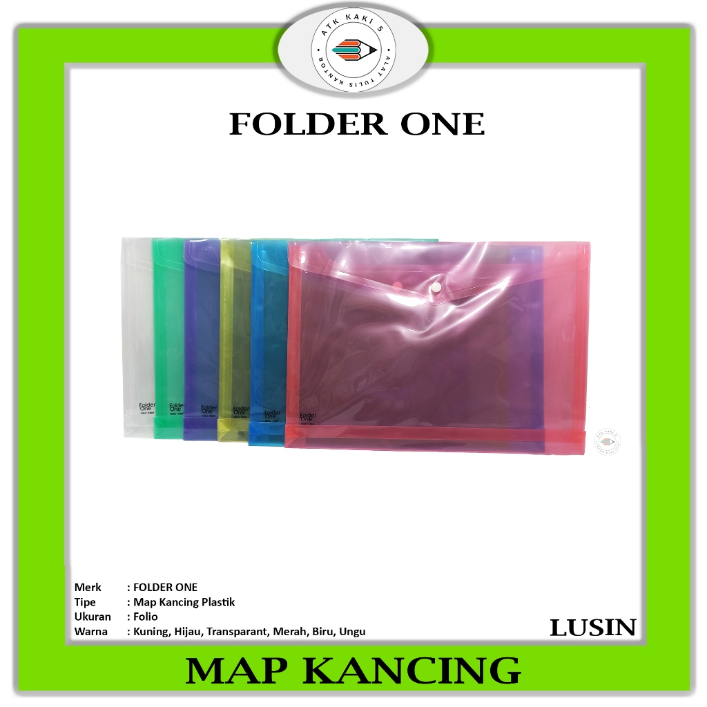 Jual FOLDER ONE - Map Kancing Plastik Ukuran Folio - LUSIN | Shopee ...