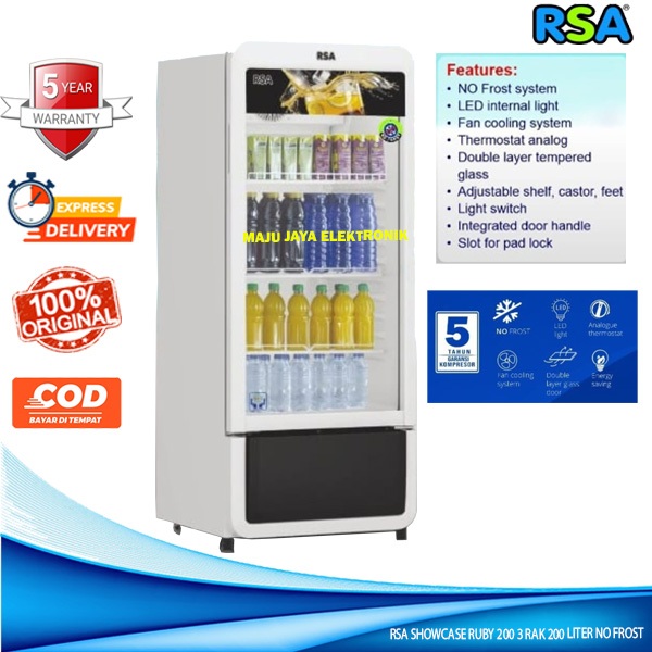 Jual RSA By GEA Showcase 200 Liter RUBY 200 Display Cooler 3 RAK Anti ...