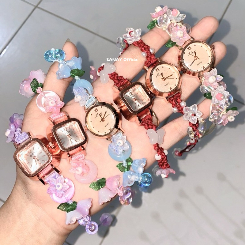 Jual Jam Tangan Manik manik Kupu kupu Bunga Pita Bulan Bintang Laut ...