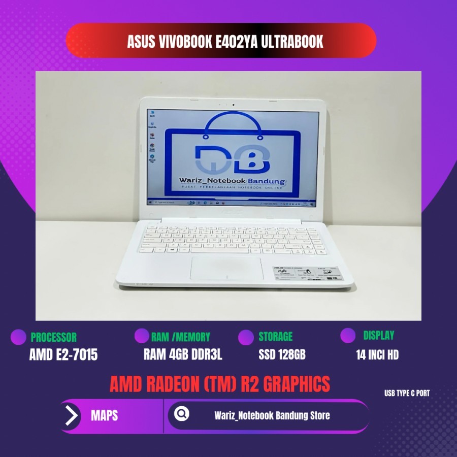 Jual ASUS VIVOBOOK E402YA AMD E2-7015 RAM 4GB SSD 128GB 14inci MULUS ...