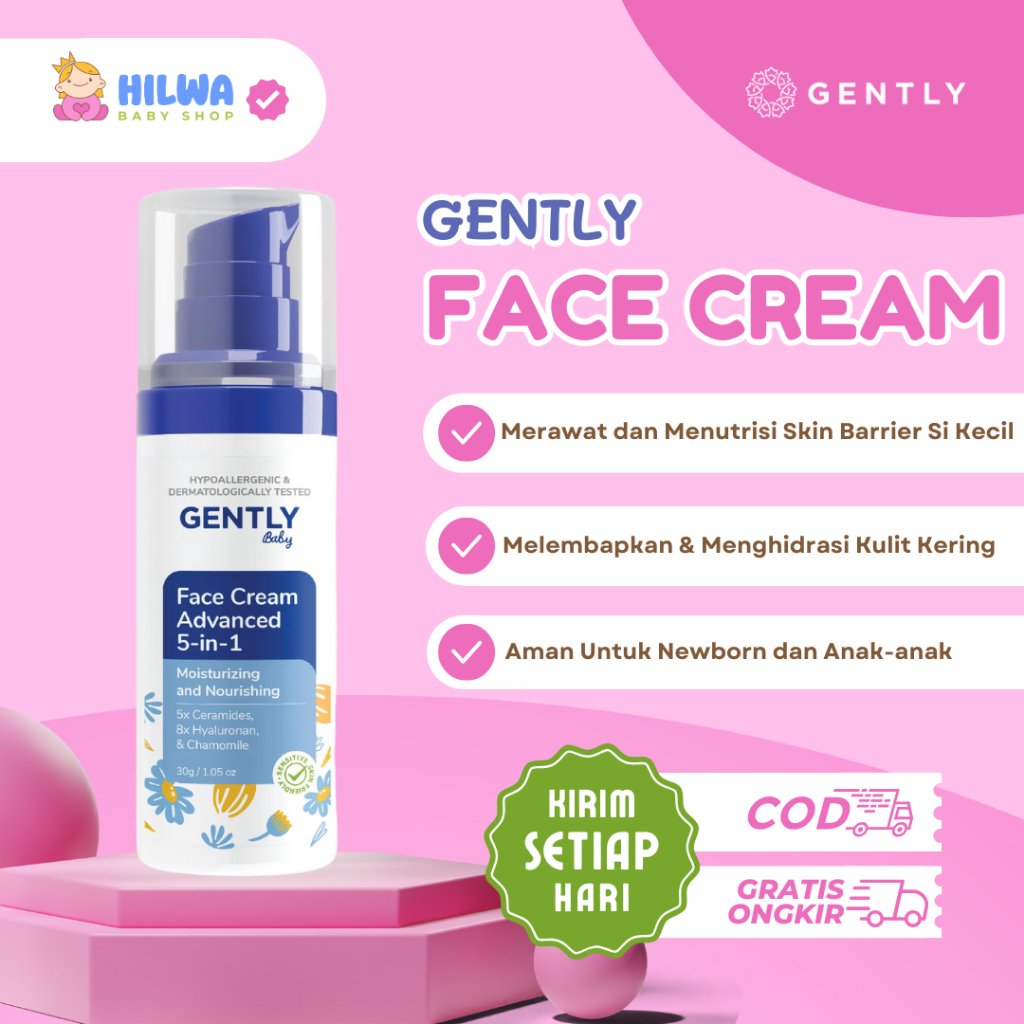 Jual GENTLY BABY FACE CREAM ADVANCED 5-IN-1 DENGAN 3X CERAMIDE & 4D ...