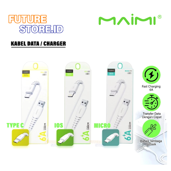 Jual Kabel Data MAIMI X39 Micro 6A 1M White Supercharge Original ...