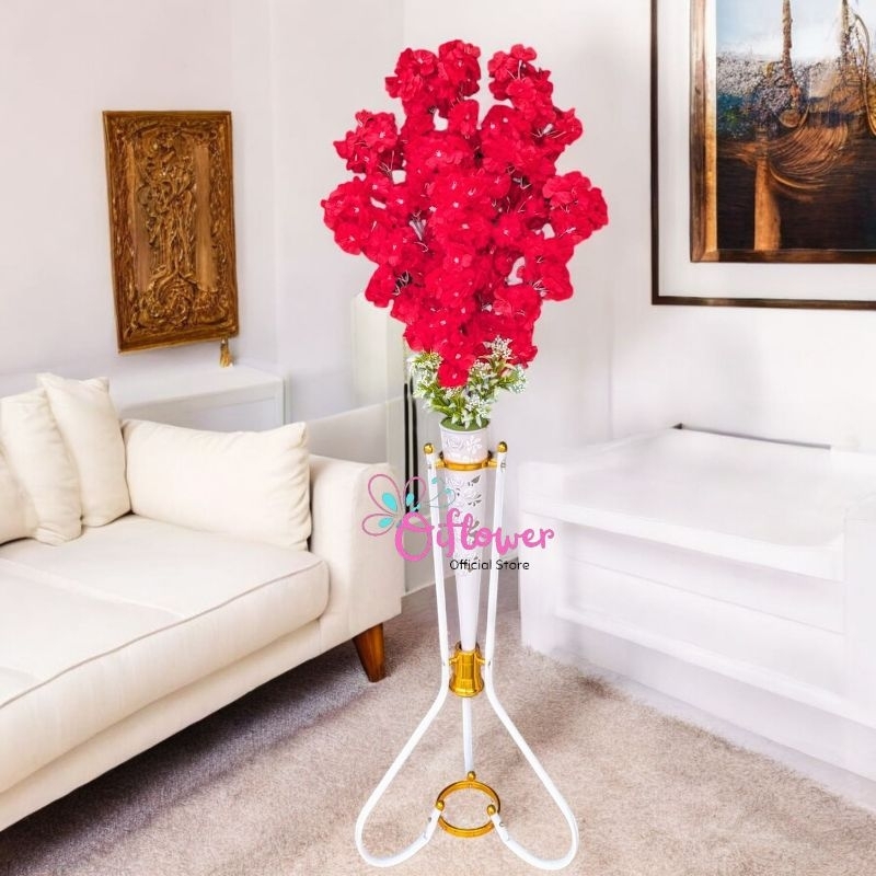 Jual Bunga hiasan Sakura Blossom JUMBO Dengan Pot Standing Besi, Corong ...
