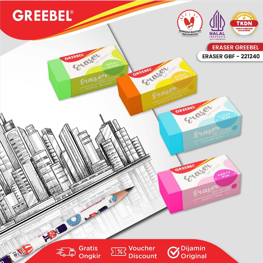 Jual GREEBEL Eraser Stip Hapusan Pensil GBF- 221240 (4PCS/SET ...