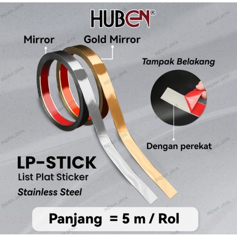 Jual List Plat SS Stainless Steel Sticker Double Tape Huben LP STICK ...