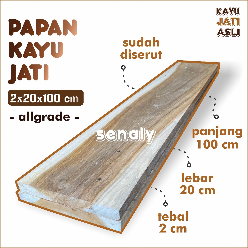 Jual Papan Blabak Lebar Kayu Jati Asli Jawa Ukuran 2x20x100 cm Spek ...