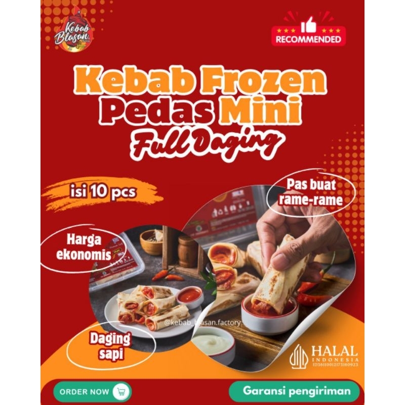 Jual [Halal] KEBAB FROZEN PEDAS MINI ISI 10 FULL DAGING | Shopee Indonesia