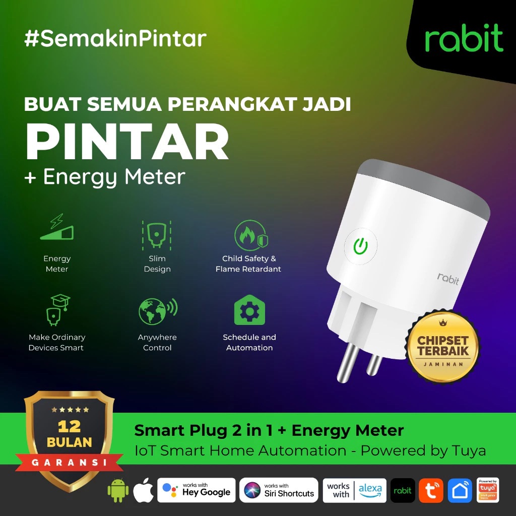 Jual RABIT Smartplug Wifi 2in1 16A Smart Socket Colokan Pintar Works ...