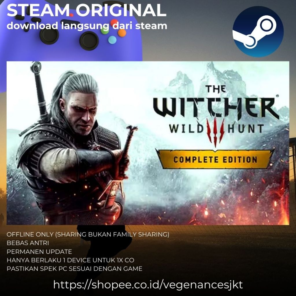 Jual The Witcher 3: Wild Hunt Complete Edition PC Game Sharing Original ...