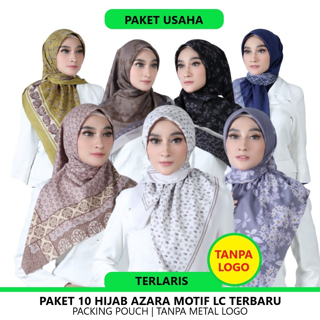 Jual Paket 10 Hijab Segiempat Azara Oskara Motif Printing Laser Cut ...