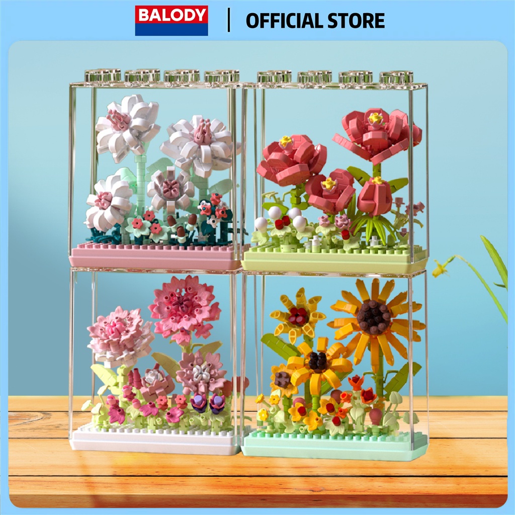 Jual BALODY Carnation Mainan Balok Flower Box Susun Blok Bunga Puzzle ...