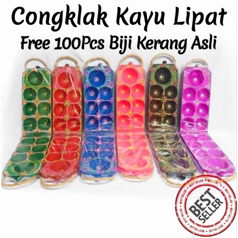 Jual Congklak Kayu Lipat / Dakon Kayu Warna Plus 100 Biji Kerang Asli ...