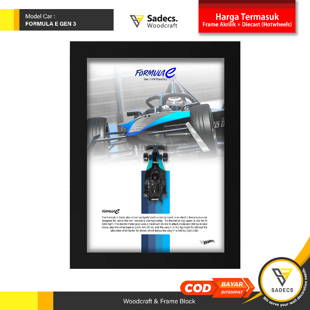 Jual Pajangan Dinding Frame Akrilik FORMULA E GEN 3 Ukuran 22x17cm ...