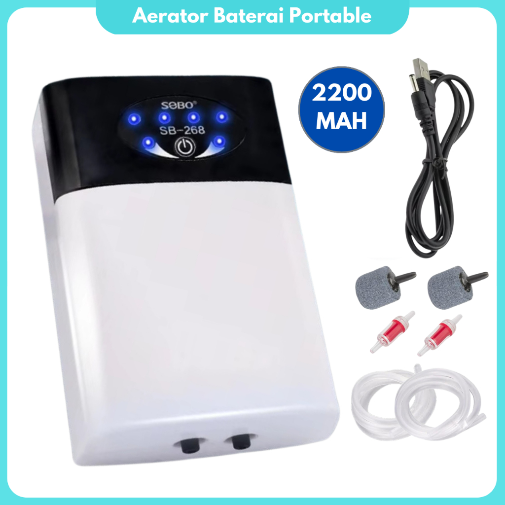 Jual Pompa Aerator AC/DC Pompa Udara SOBO Mini Air Pump AC DC 2 Watt ...