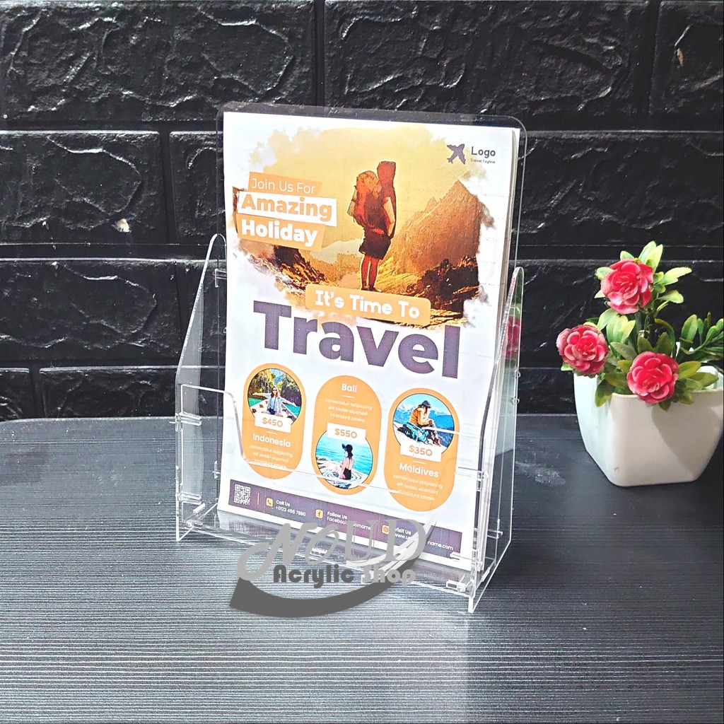 Jual Tempat Brosur Akrilik / Display Brosur Acrylic / Rak Brosur Meja ...