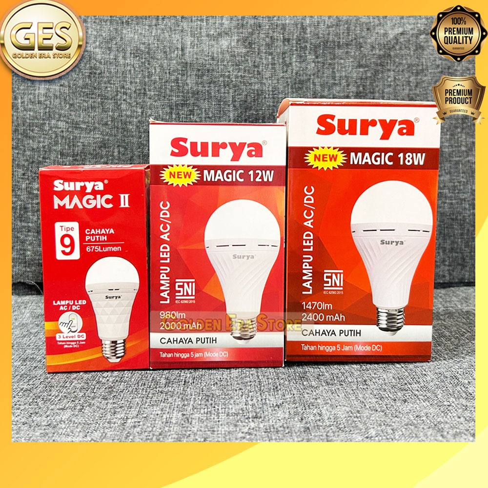 Jual LAMPU SURYA MAGIC TIPE 9W / 12W / 18W / Lampu Emergency Led Buld ...