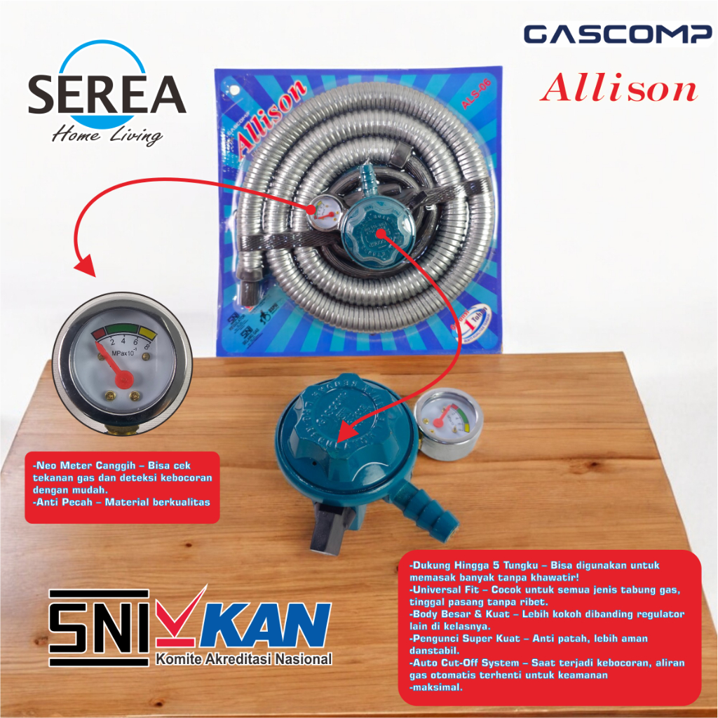 Jual GASCOMP ALLISON ALS-06 Regulator Gas Meter/Selang Gas Regulator ...