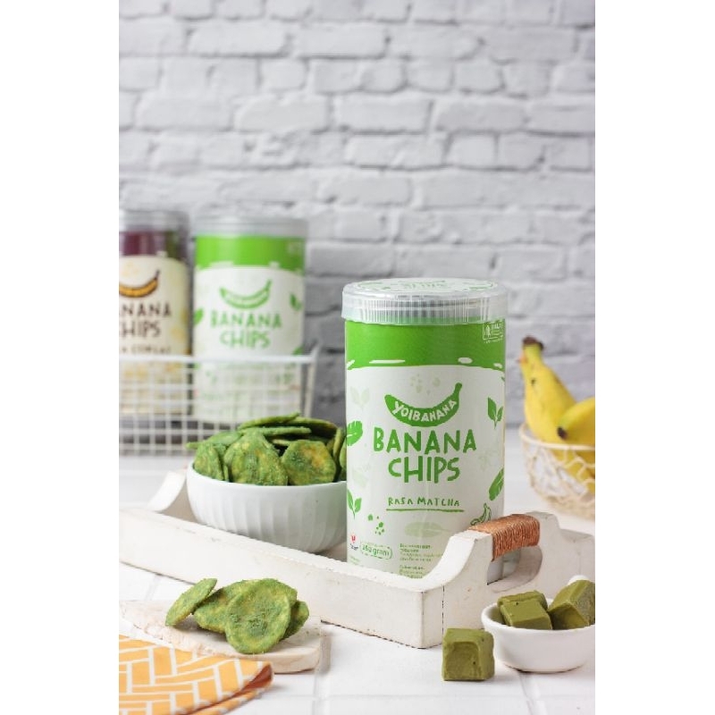 Jual Keripik pisang Matcha Yoibanana Chips kemasan Toples | Shopee ...